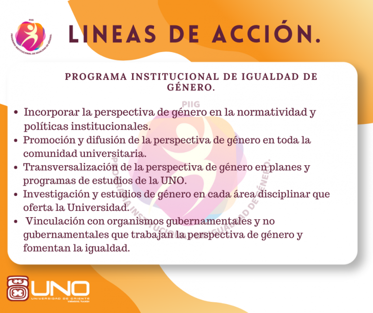 Líneas de acción – Programa institucional de igualdad y género